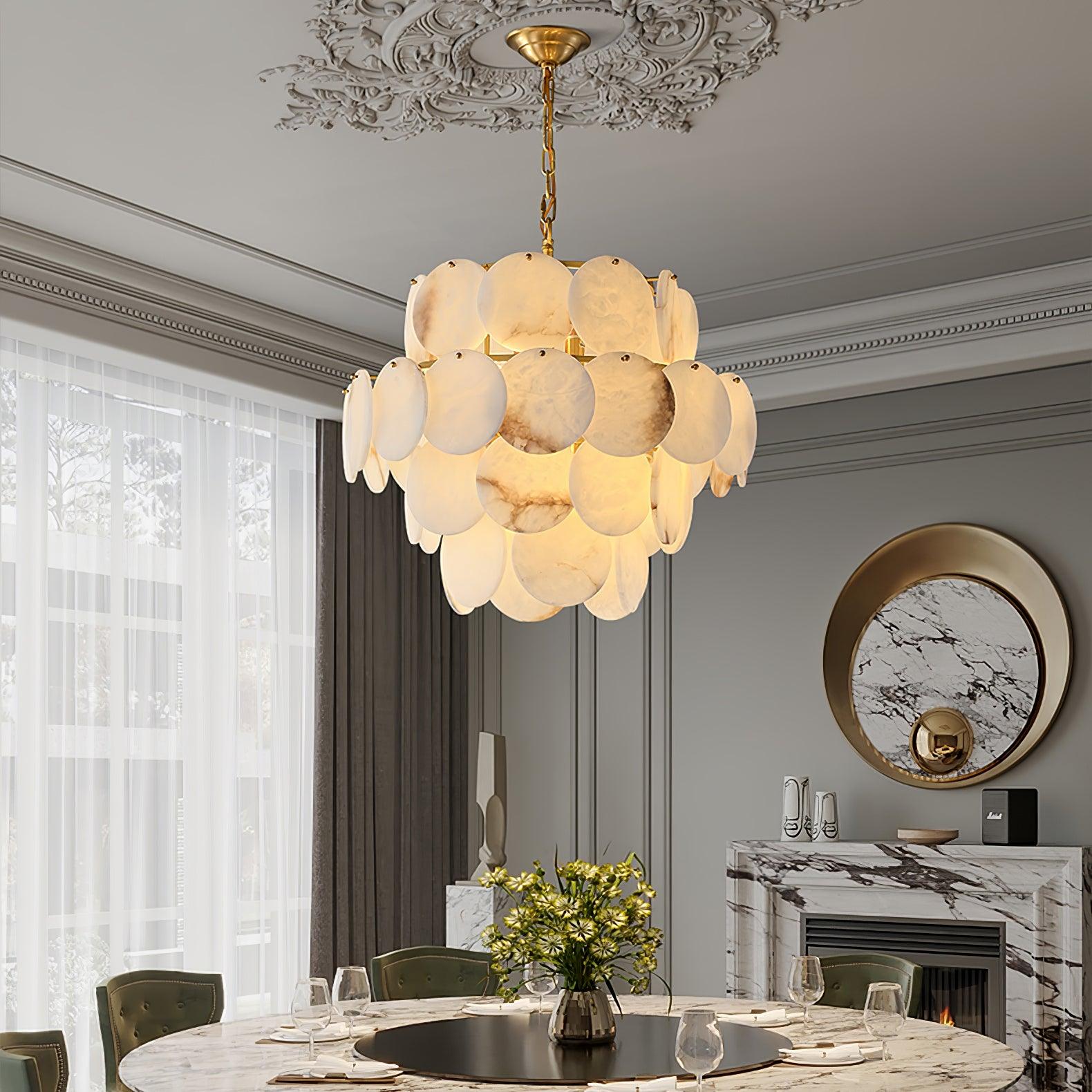 Alabaster Shell Brass Chandelier – Vakkerlight