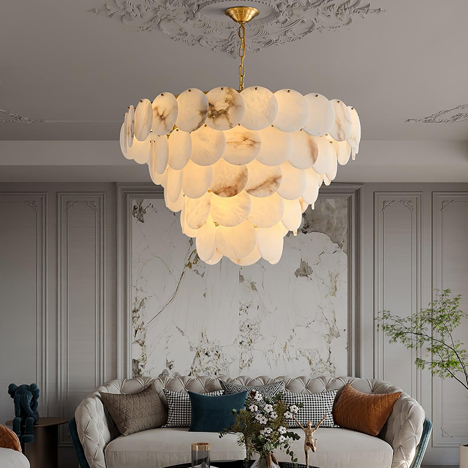 Alabaster Shell Brass Chandelier – Vakkerlight