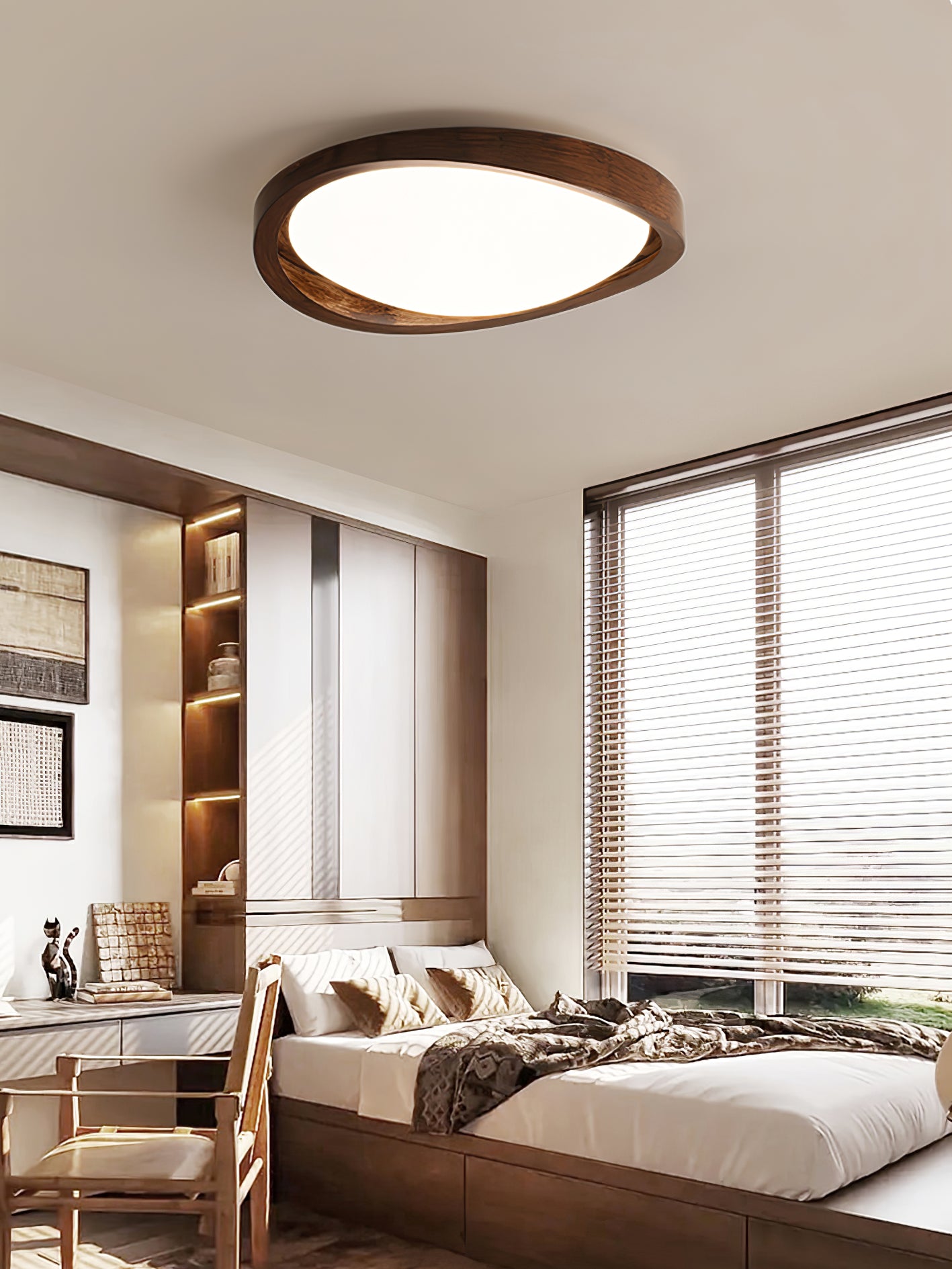 Walnut Curved Edge Ceiling Light – Vakkerlight