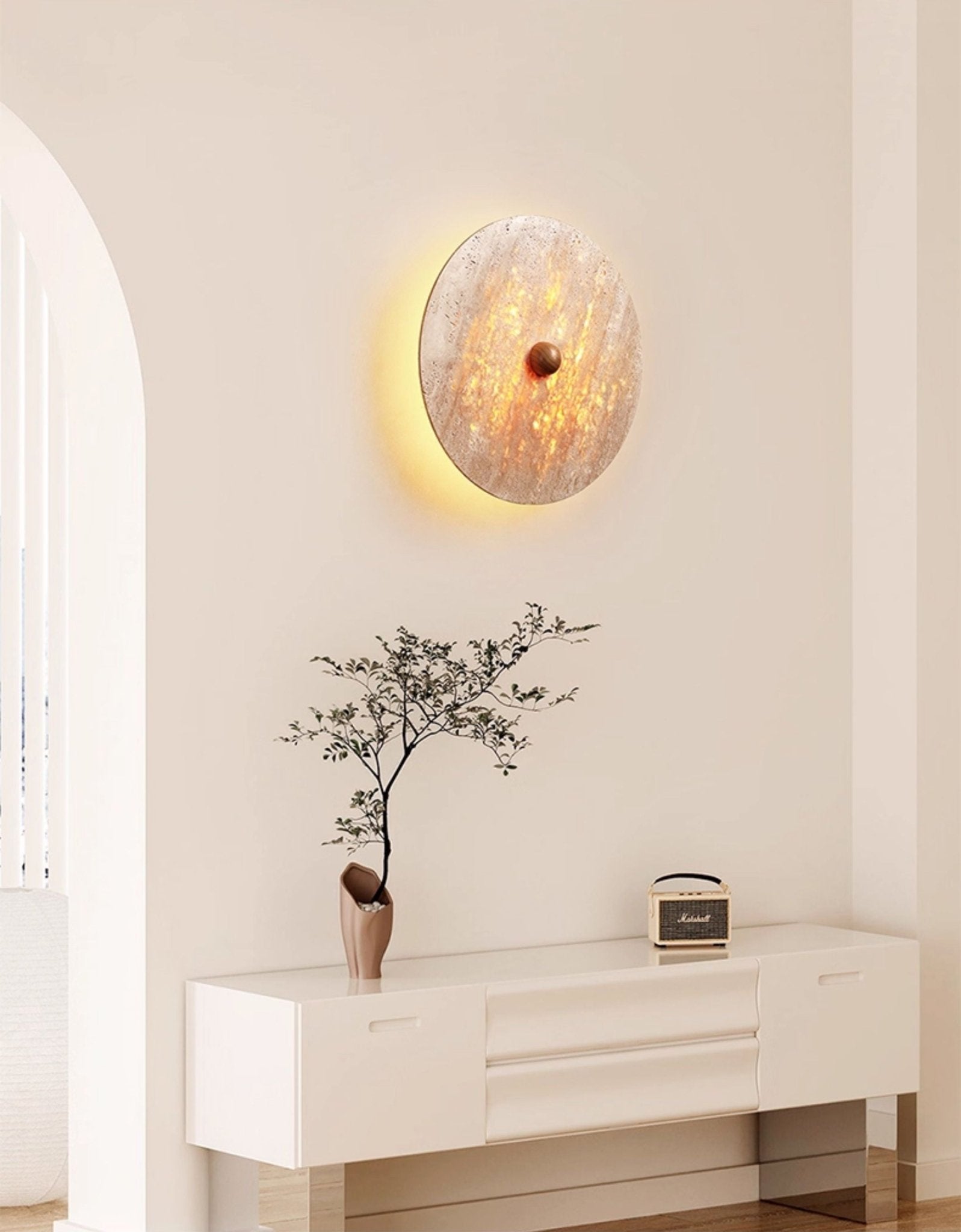 Round Travertine Disk Wall Lamp – Vakkerlight