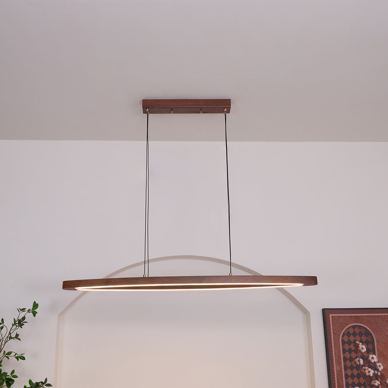 Walnut Arc Linear Pendant Lamp – Vakkerlight