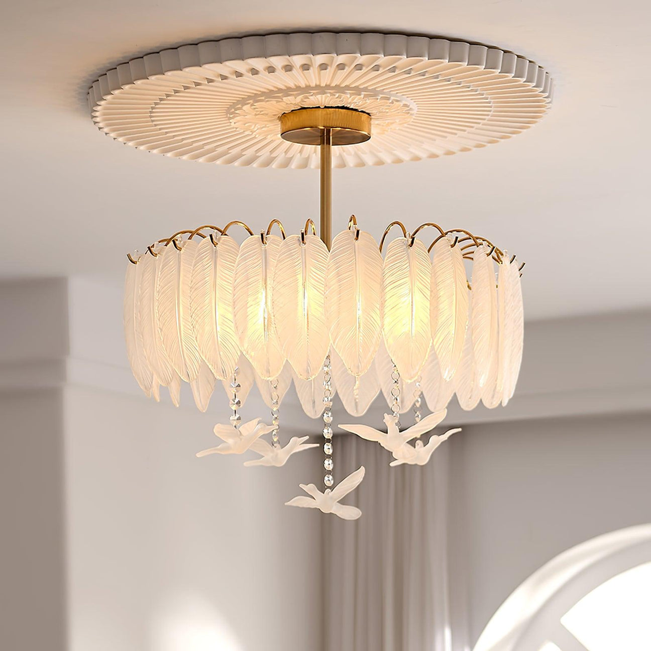 Glass Feather Ceiling Light – Vakkerlight