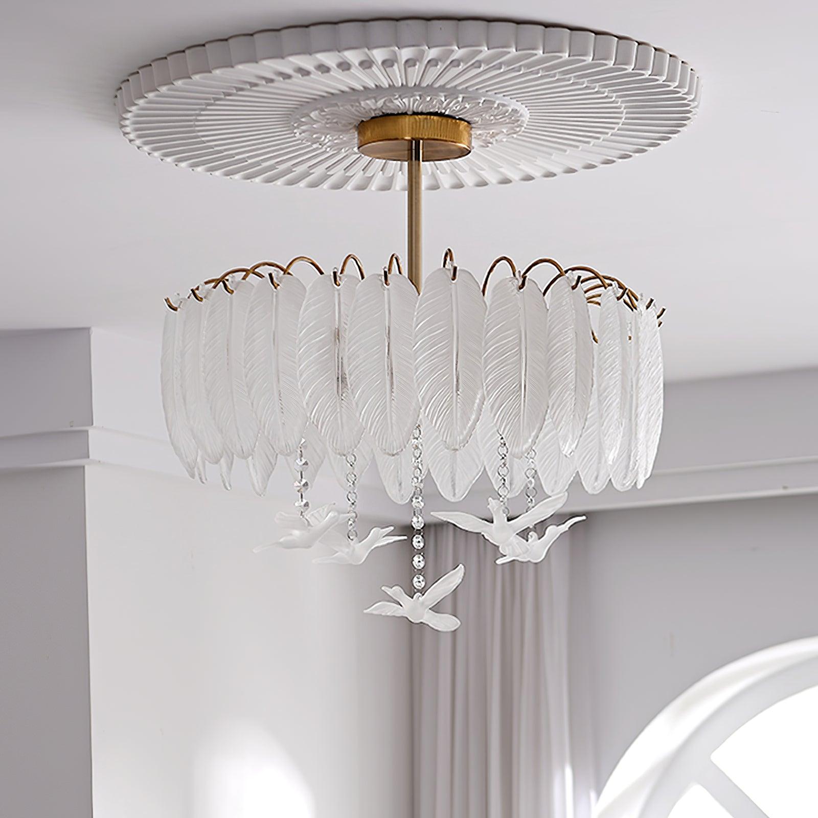 Glass Feather Ceiling Light – Vakkerlight
